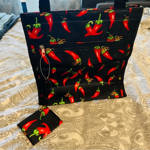 Bags | Nwt Chili Peppers Black Tote Bag Roomy Everyday Shoulder ...